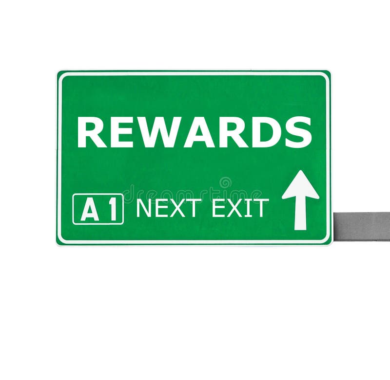 REWARDS Road Sign Isolated on White Stock Photo - Image of billboard ...