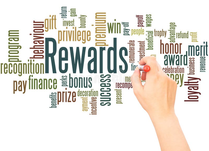 Rewards Word Cloud Hand Writing Concept Stock Image - Image of business ...