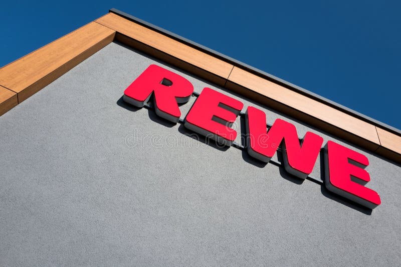 REWE sign at branch editorial photography. Image of retail - 87532117