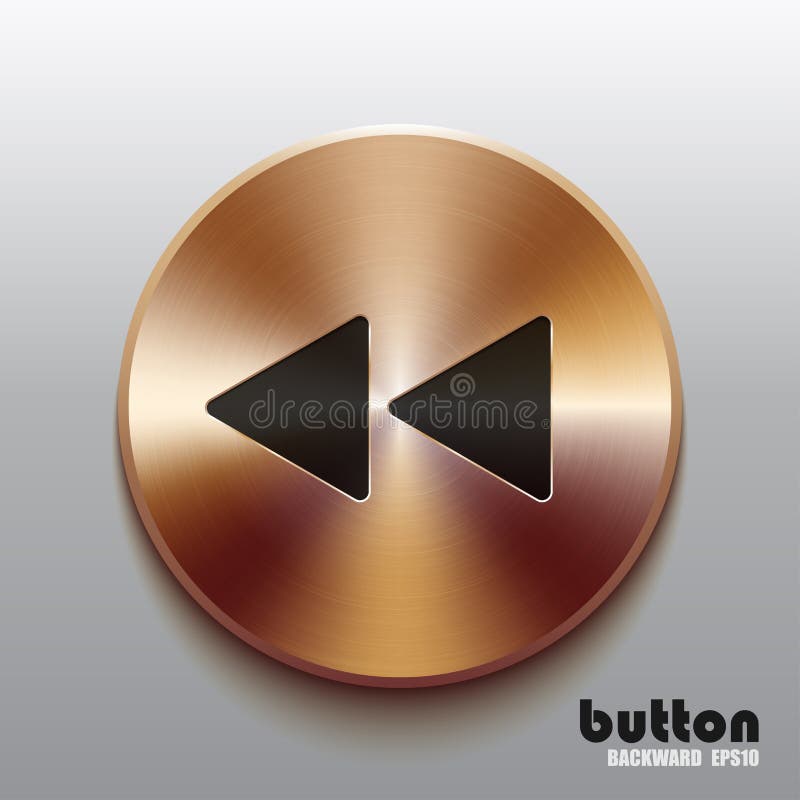 Rewind Back Bronze Button with Black Symbol Stock Vector - Illustration ...