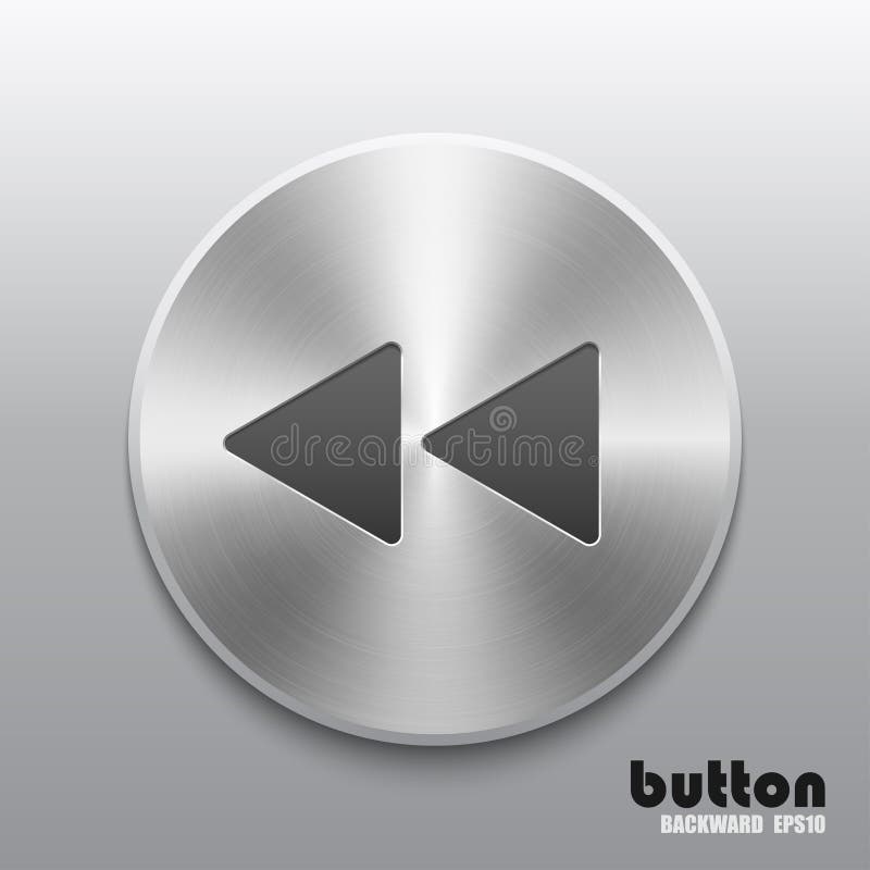 Rewind Back Button with Brushed Metal Texture Stock Vector ...