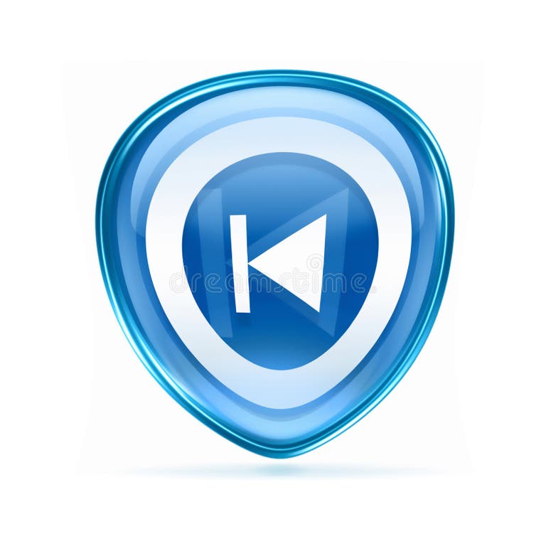 Rewind Back icon blue. stock illustration. Illustration of glass ...