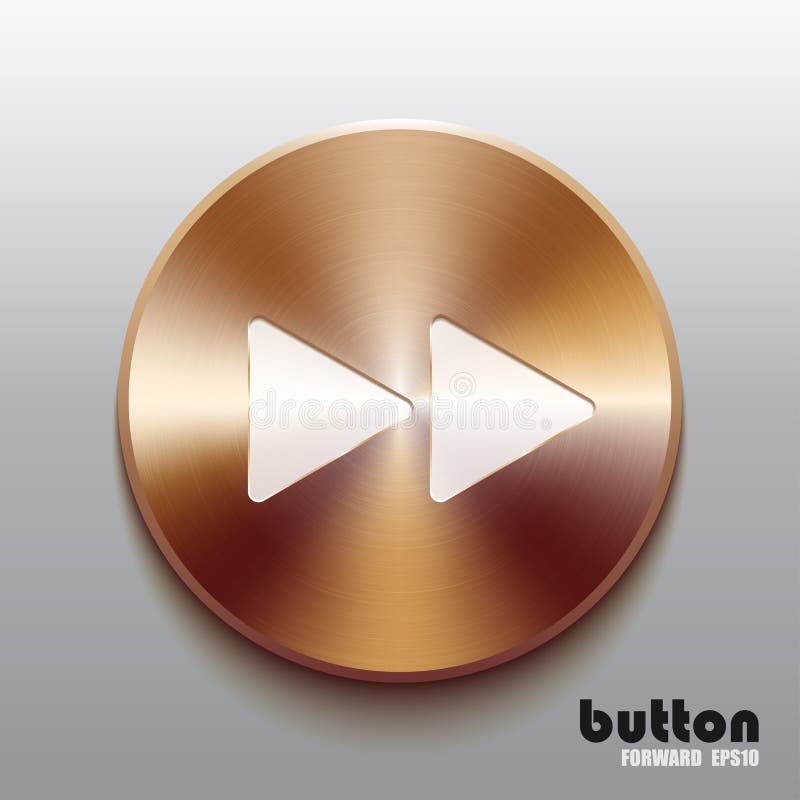 Rewind Forward Bronze Button with White Symbol Stock Vector ...