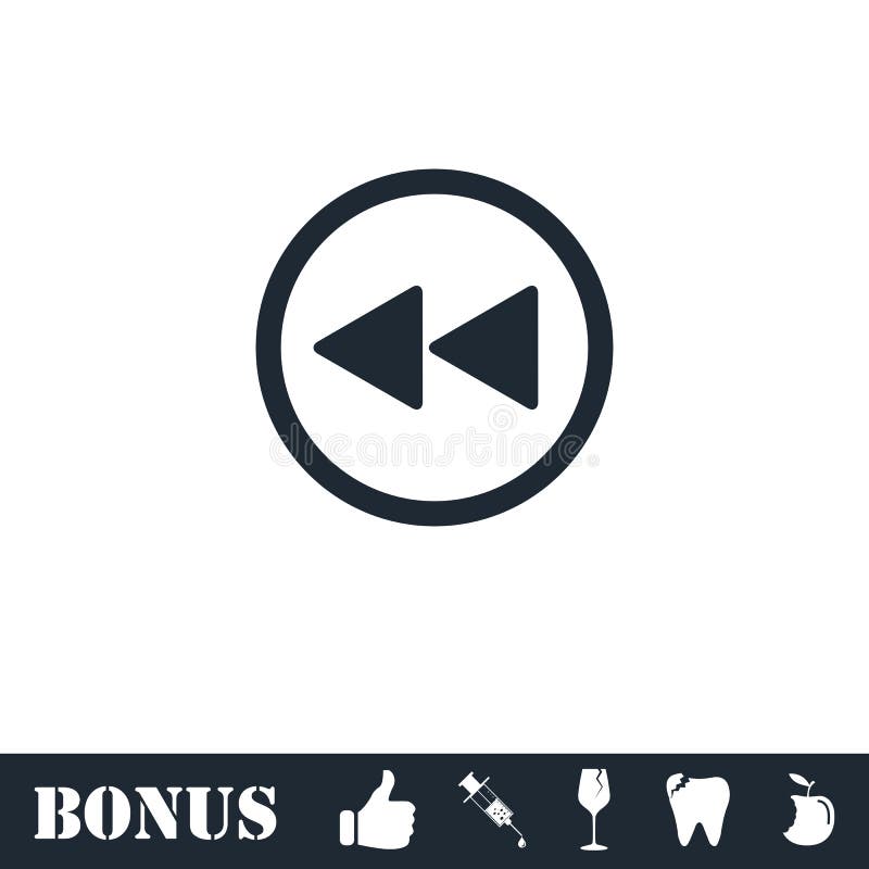Rewind icon flat stock vector. Illustration of graphic - 151740584
