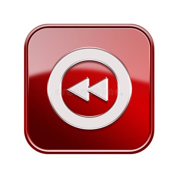 Rewind icon glossy red. stock illustration. Illustration of sign ...