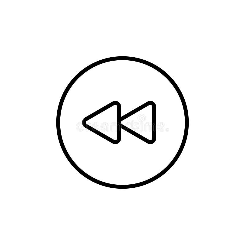 Rewind Icon Set. Music or Video Rewing Vector Button in Black Filled ...