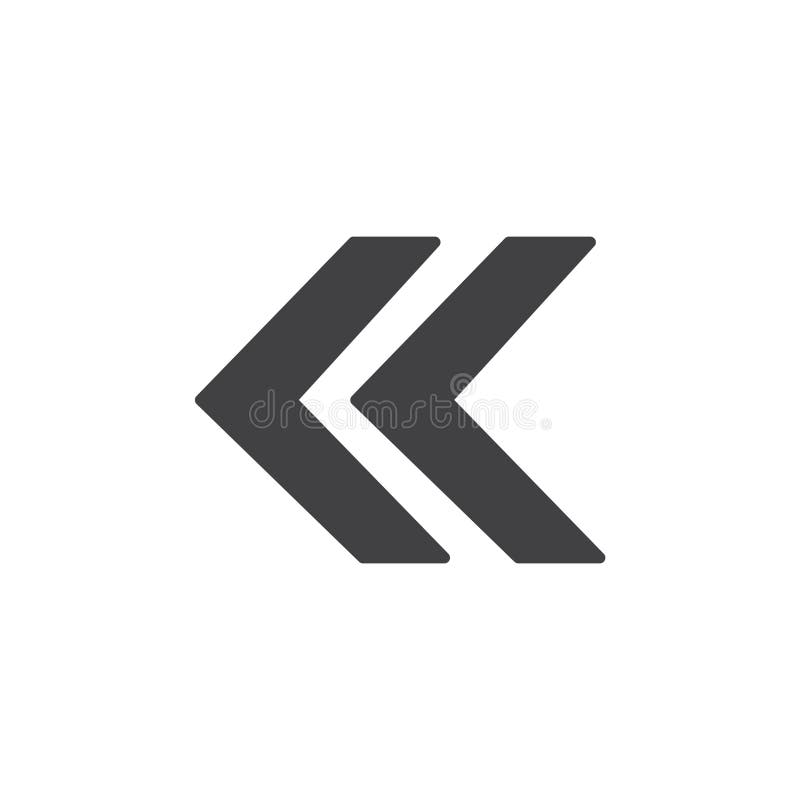 Rewind Icon Set. Music or Video Rewing Vector Button in Black Filled ...