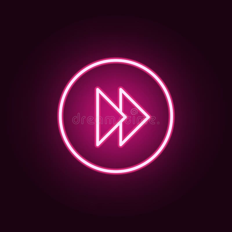 Rewind Mark in a Circle Icon. Elements of Web in Neon Style Icons Stock ...