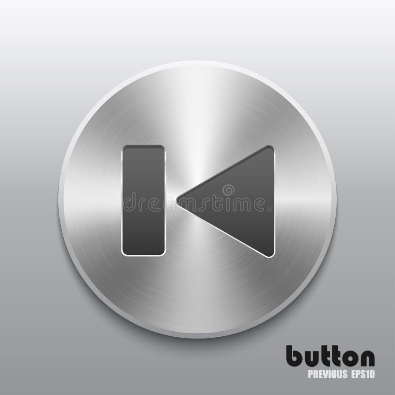 Rewind Previous Button with Brushed Metal Texture Stock Vector ...