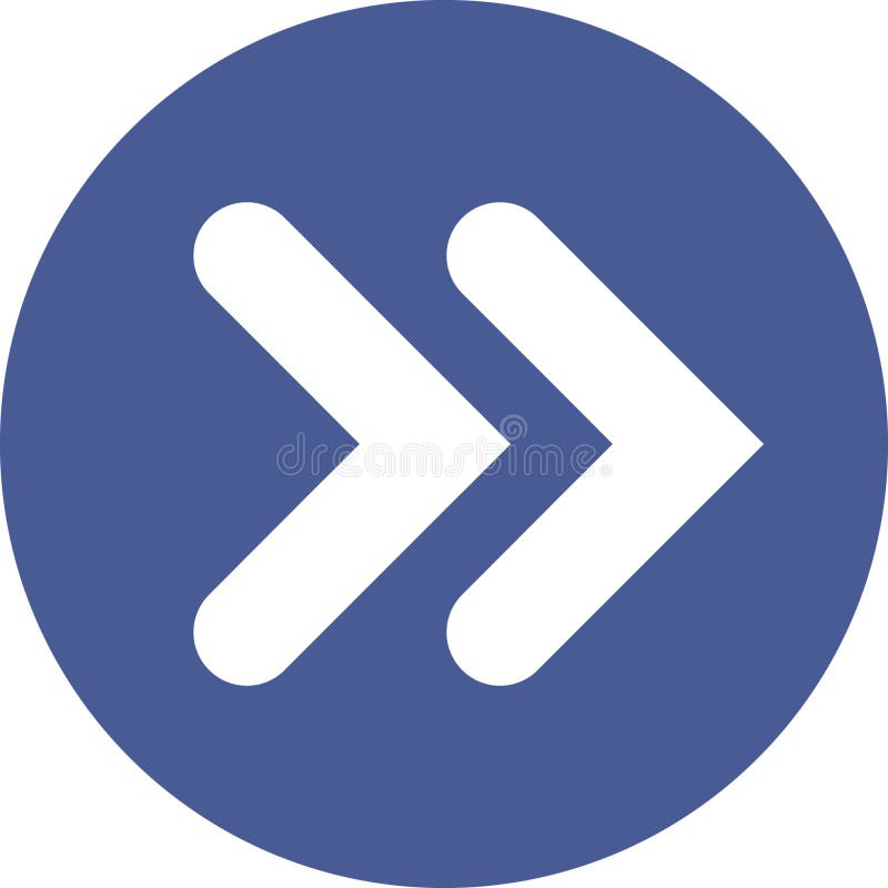 Rewind Right Button. Round Blue Icon with Arrows Pointing Right Stock ...