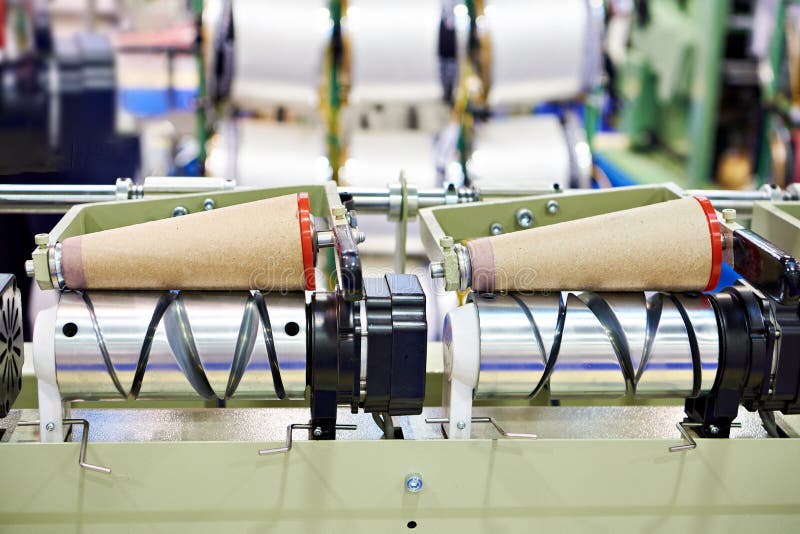 Rewinding Machine with Cones Stock Image - Image of knitter, feeding ...