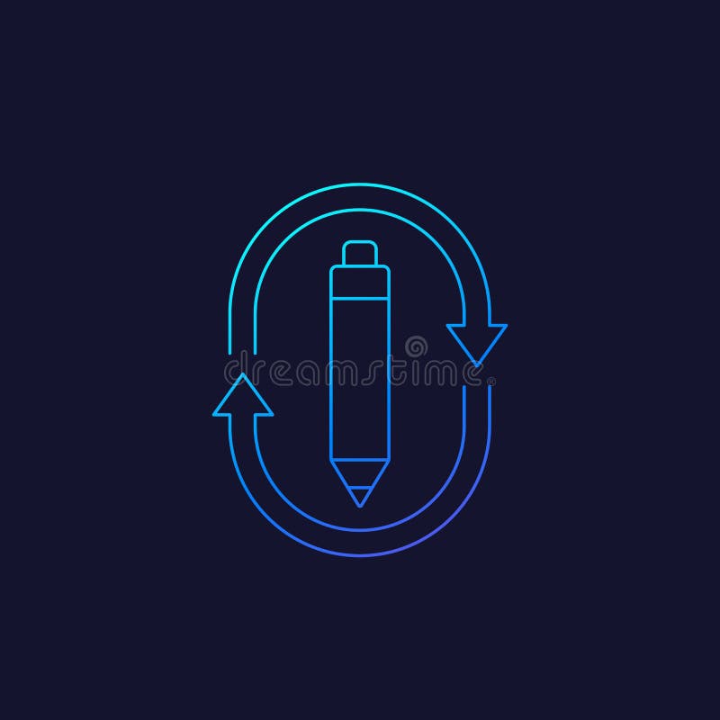 Rewrite, edit icon, linear stock vector. Illustration of thin - 177751206