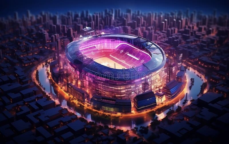 Rewrite this Title: 3d Isometric Ultraviolet Megapolis with Stadium ...