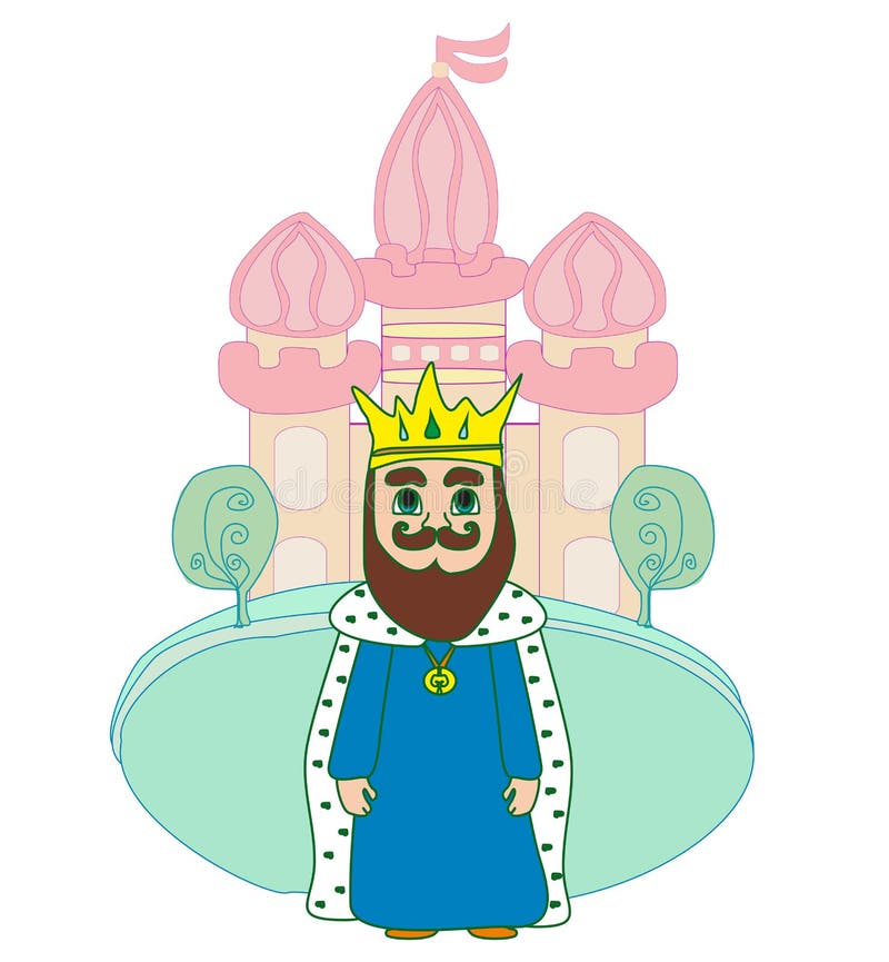 Rey delante del castillo ilustración del vector. Ilustración de doodle ...