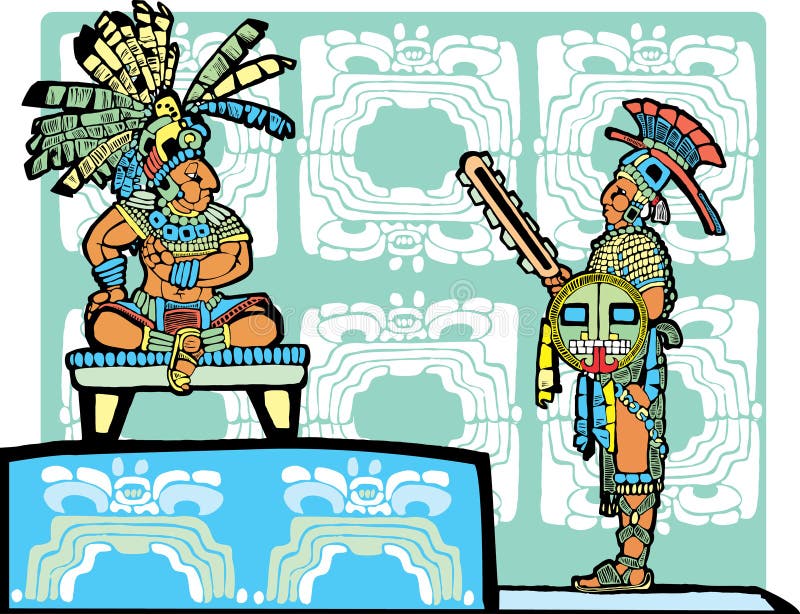 Rey y guerrero mayas ilustración del vector. Ilustración de batalla ...