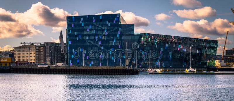 Reykjavik - May 02, 2018: the Harpa Opera House in Reykjavik, Iceland ...