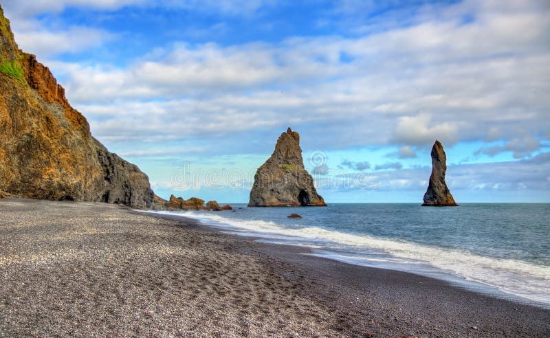 Reynisdrangar, Basalt Sea Stacks in Iceland Stock Photo - Image of ...