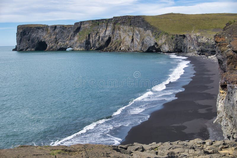 Reynisfjara - Black Beach in Iceland, Cliff Stock Image - Image of wave ...