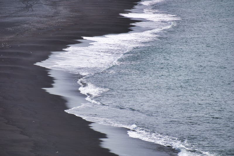 Reynisfjara - Black Beach in Iceland, Close-up on Waves Stock Image ...