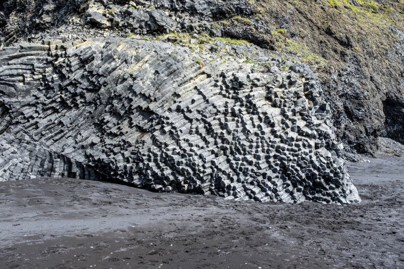 Reynisfjara Black Sand Beach Shoreline Showing Columnar Basalt ...