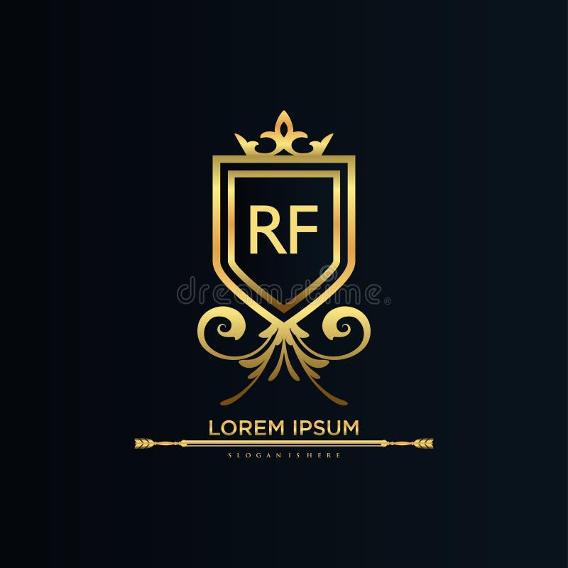 RF Letter Initial with Royal Template.elegant with Crown Logo Vector ...