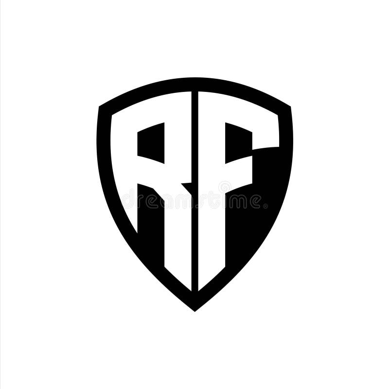 RF Monogram Logo with Bold Letters Shield Shape with Black and White ...