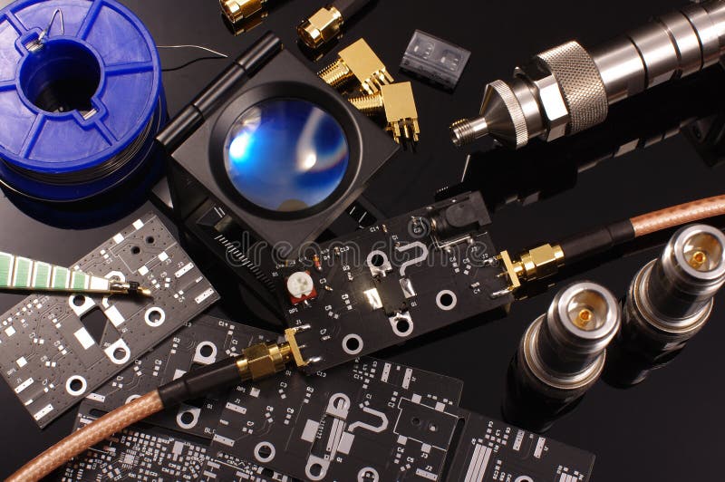 RF PCB and Equipment for Testing and Measurements Isolated Stock Photo ...