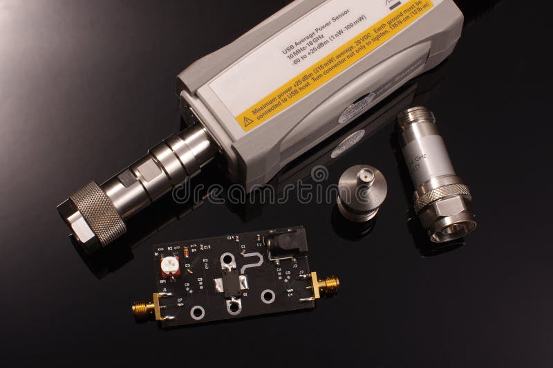 RF Power Sensor and Microwave PCB Isolated on Black Stock Photo - Image ...