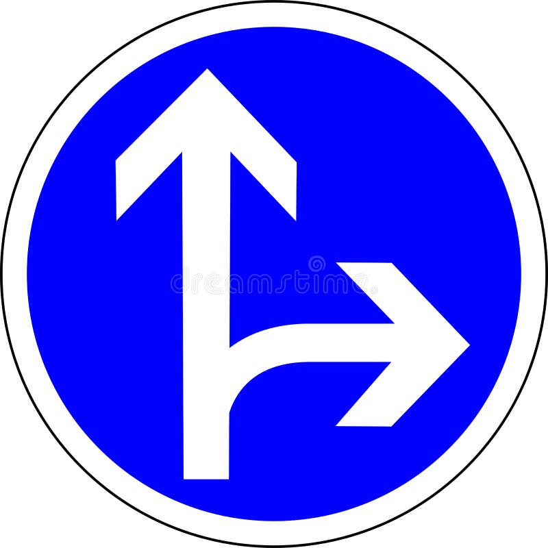 Vector Illustration of a Road Sign Showing Straight and Right Direction ...