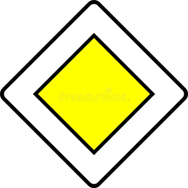 Road with Priority Traffic Information Sign Vector Drawing. Color ...