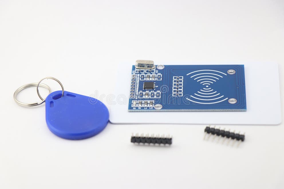 RFID Chip Sensor with Its Key Tag and Pins for Soldering on the Board ...