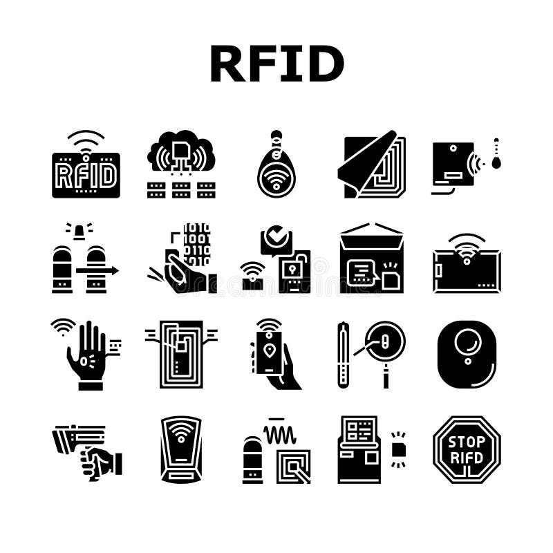 Rfid Chip Technology Collection Icons Set Vector Stock Vector ...