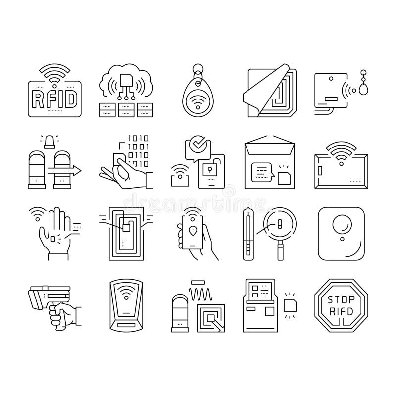 Rfid Chip Technology Collection Icons Set Vector . Stock Vector ...
