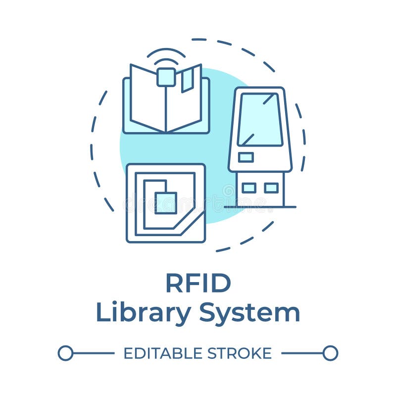 RFID Library System Soft Blue Concept Icon Stock Vector - Illustration ...