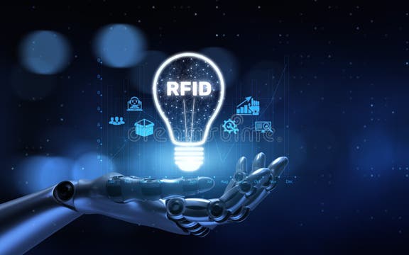 RFID Radio Frequency Identification Illustrated with a Robot Hand ...