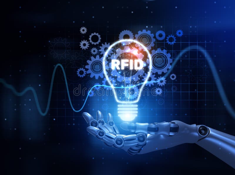 RFID Radio Frequency Identification Illustrated with a Robot Hand ...