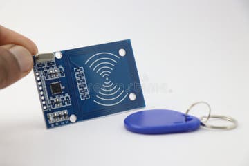 RFID Reader Module and Rfid Tag on a White Background Stock Photo ...