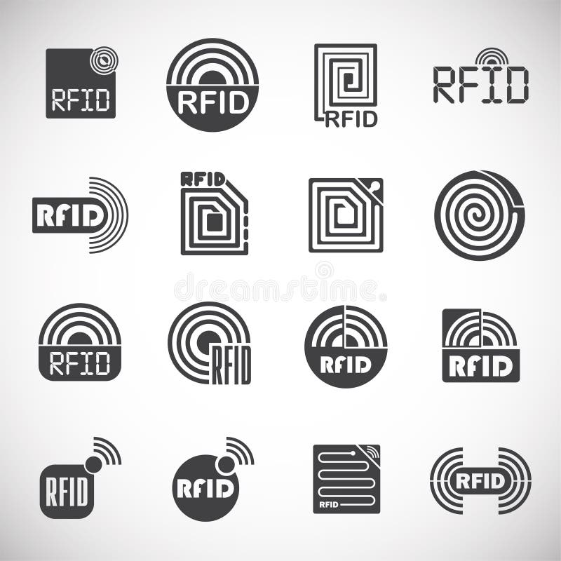 Rfid Icons. Electronic Readers Technology, Different Forms, Near Field ...