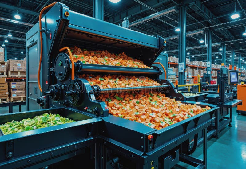 RFID Tag Sorter Processing Items in a Busy Distribution Center Stock ...