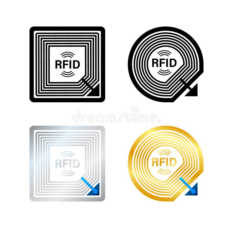 Rfid Tags Showing Wireless Communication Technology in Different Shapes ...