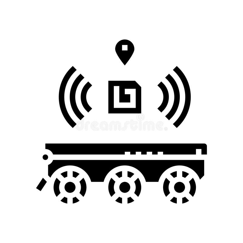 Rfid Tracking Autonomous Delivery Glyph Icon Vector Illustration Stock ...