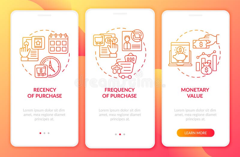 RFM Analysis Tool Onboarding Mobile App Page Screen with Concepts Stock ...