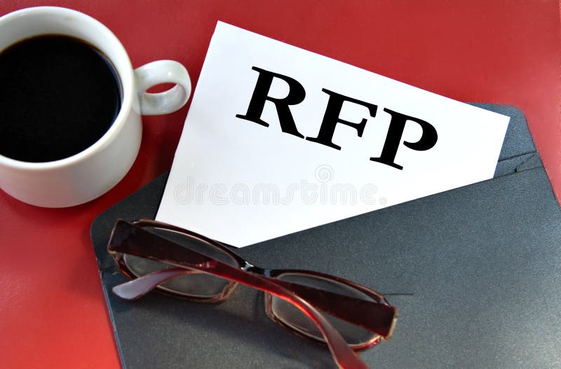 RFP - Acronym on White Paper Lying on a Black Envelope on a Red ...