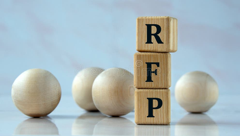 RFP - Acronym on Wooden Cubes on the Background of Light Balls Stock ...