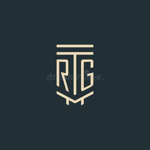 RG Initial Monogram with Simple Line Art Pillar Logo Designs Stock ...