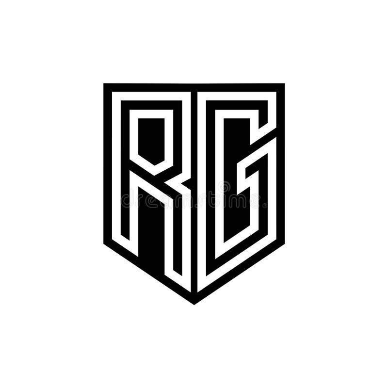 RG Logo Monogram Shield Geometric White Line Inside Black Shield Color ...