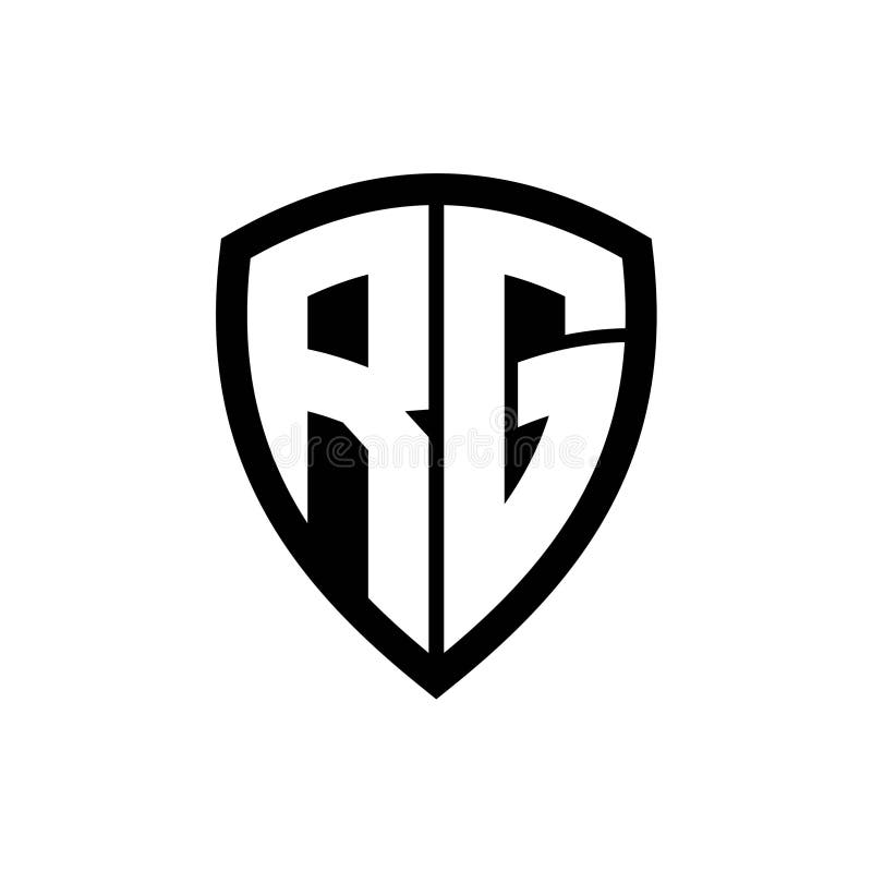 RG Monogram Logo with Bold Letters Shield Shape with Black and White ...