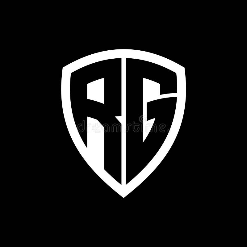 RG Monogram Logo with Bold Letters Shield Shape with Black and White ...