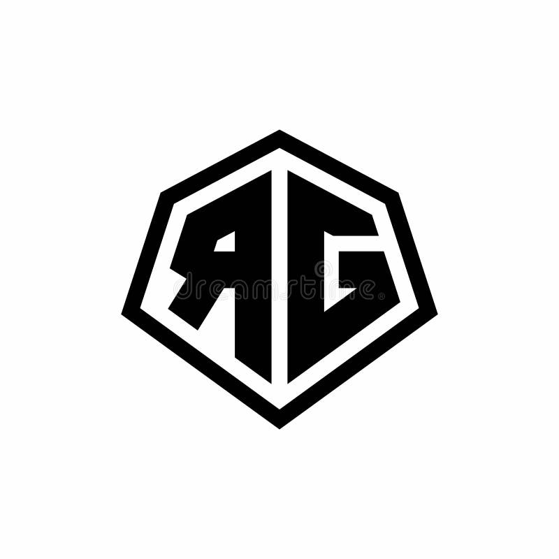 RG Monogram Logo with Hexagon Shape and Line Rounded Style Design ...