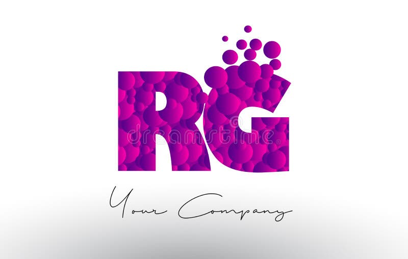 RG R G Dots Letter Logo with Purple Bubbles Texture. Stock Vector ...